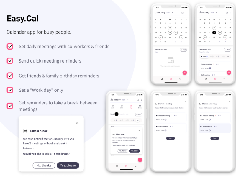 Easy.Cal - Calendar app by Sarah Guedj on Dribbble