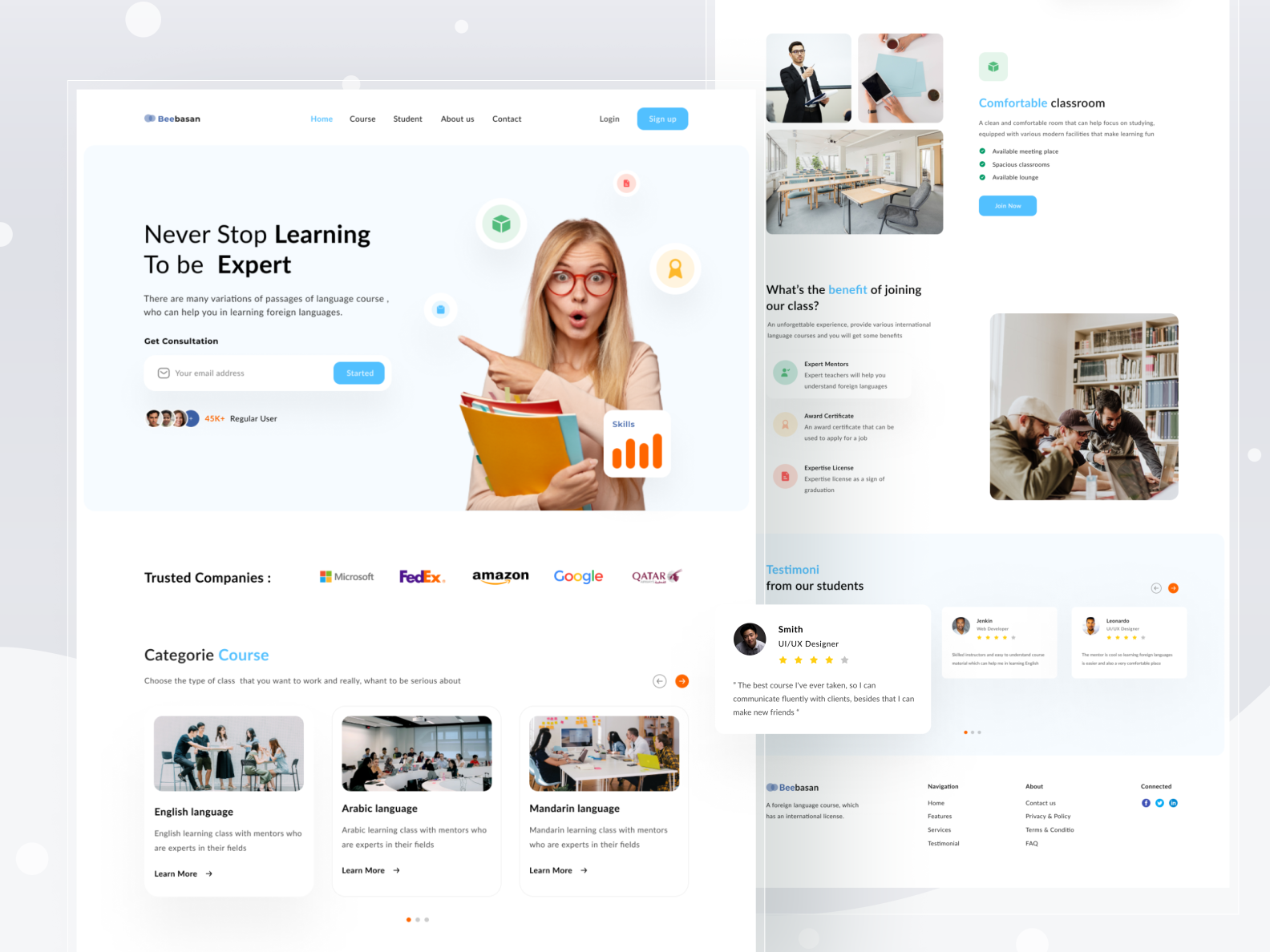 Language Course Website Exploration by Arip for Pelorous on Dribbble