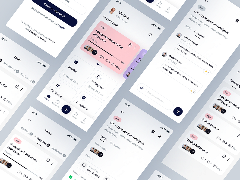 Taskow - Task Manager App UI Kit by Arip for Enver Studio on Dribbble