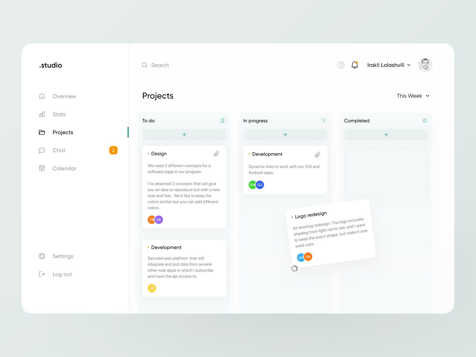 Dashboard for workflow by Irakli Lolashvili for Noxtton on Dribbble