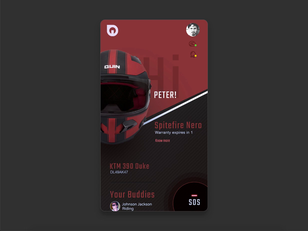 Smart Helmet SOS App - Design & Dev | UI Design by Divami Design Labs ...