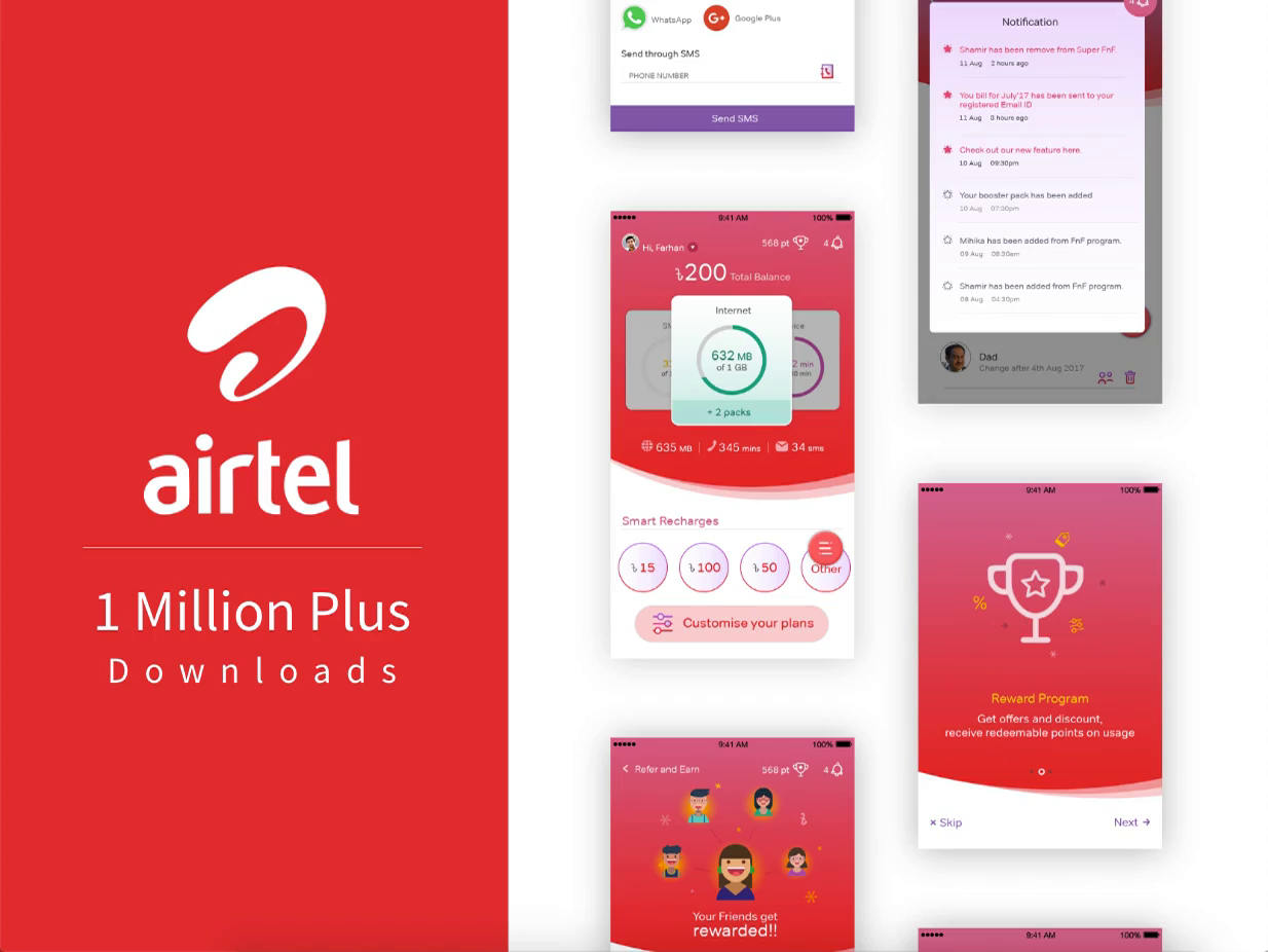 Telecommunication App Airtel Bangladesh - Design | Mobile App by Divami ...