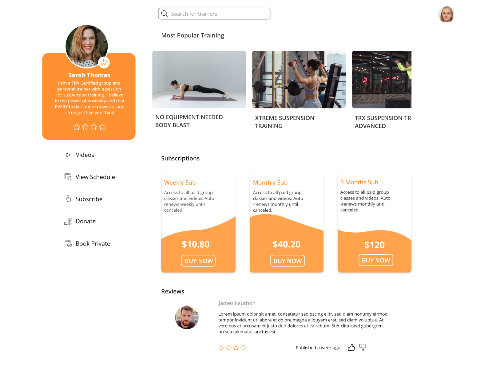 Fitness trainer profile web by Elvin on Dribbble