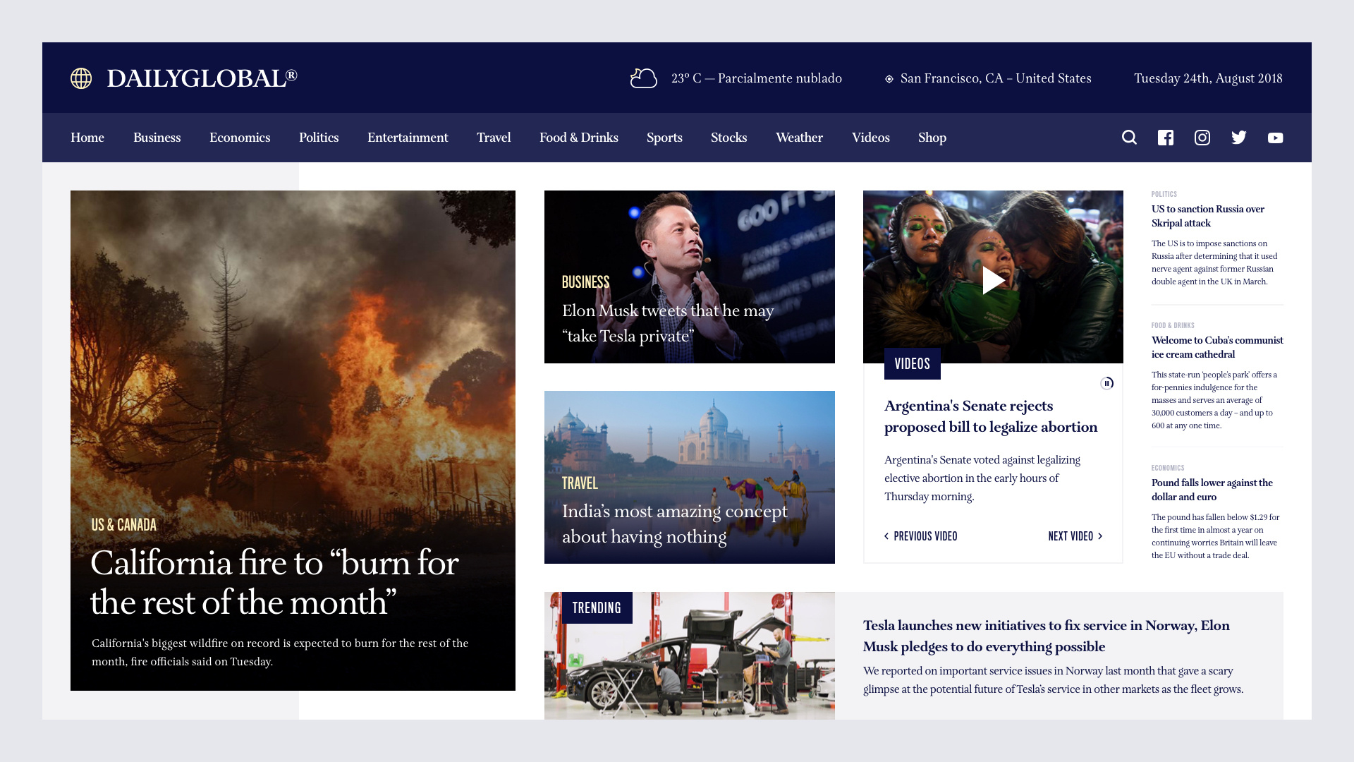 DAILYGLOBAL News Website by Johnnie Gomez on Dribbble