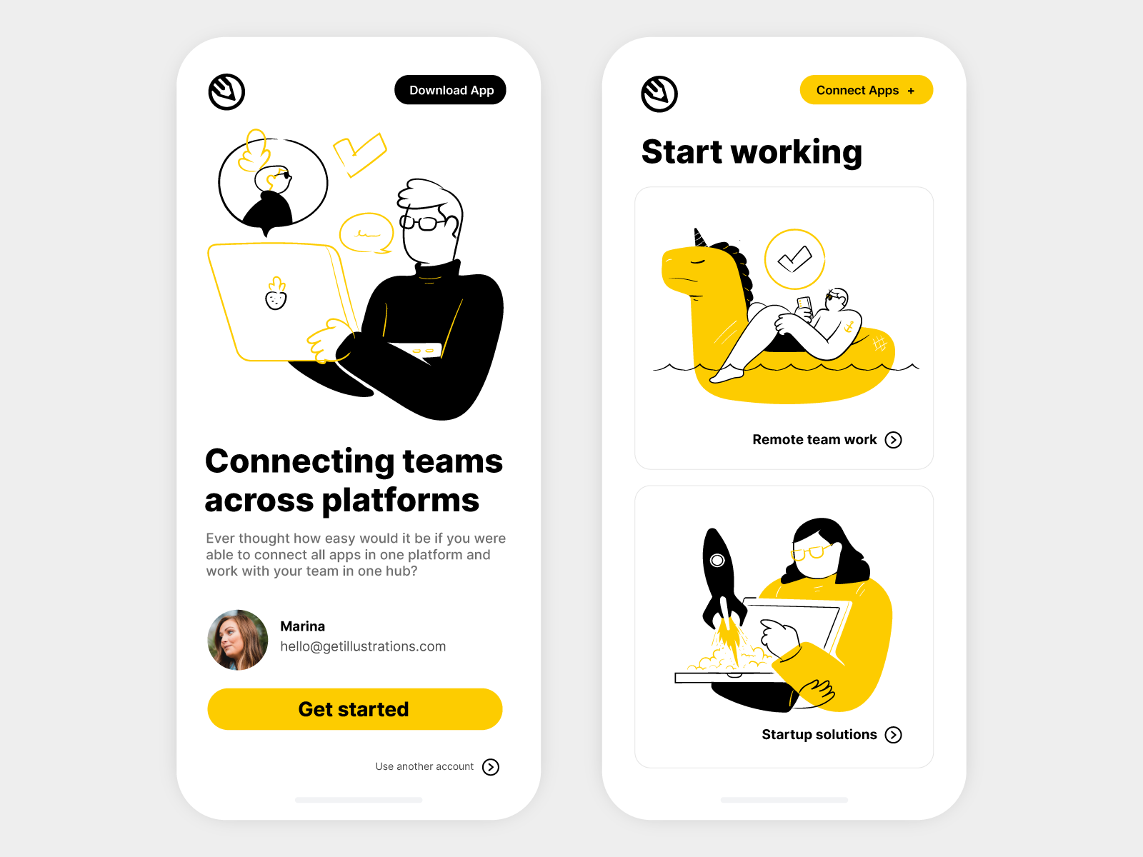 Startup app illustrations by Ramy Wafaa on Dribbble