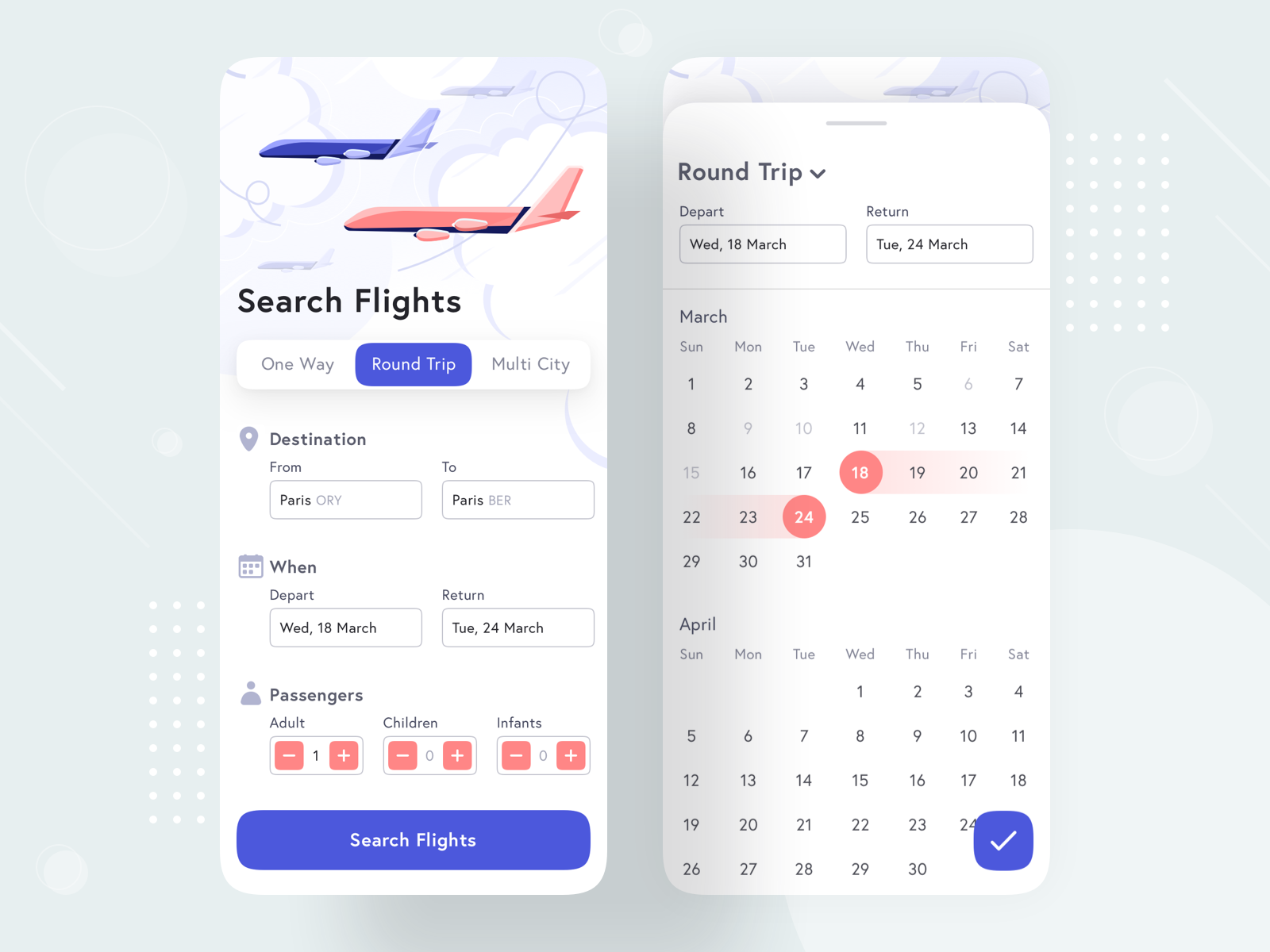 Search Flights - Mobile Booking App UI Design by Nitish Khagwal on Dribbble