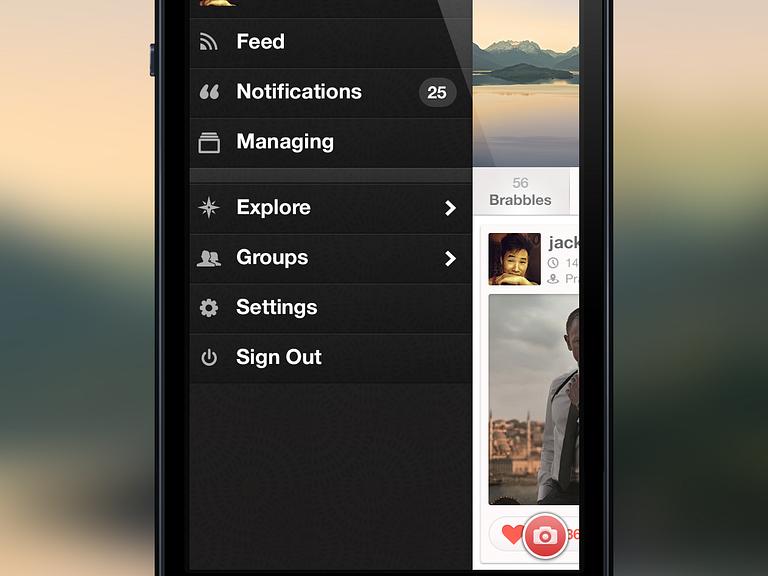 Slide Menu UI by Jackie Tran on Dribbble