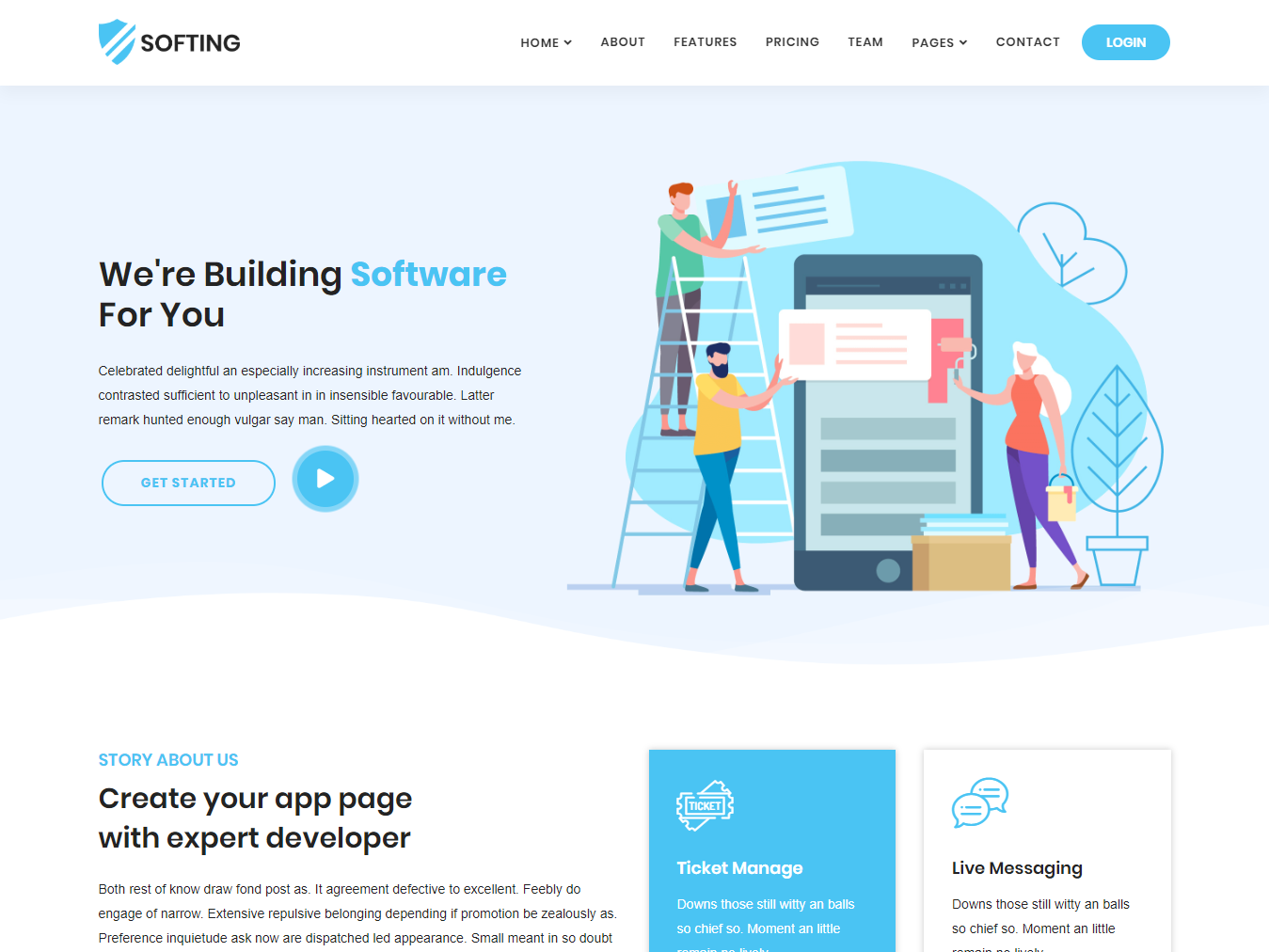 Softing - Responsive WordPress Software Landing Page Theme by Ninetheme on Dribbble