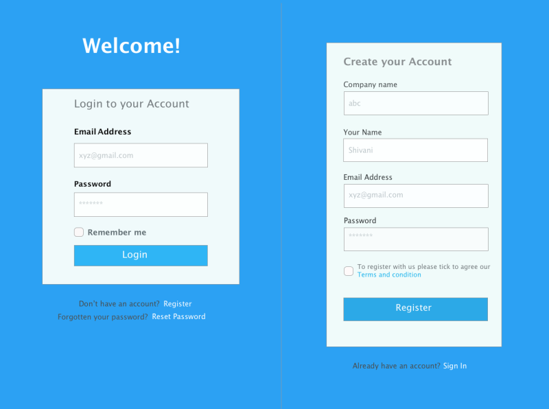 Simply designed login/signup page by shivani singh on Dribbble