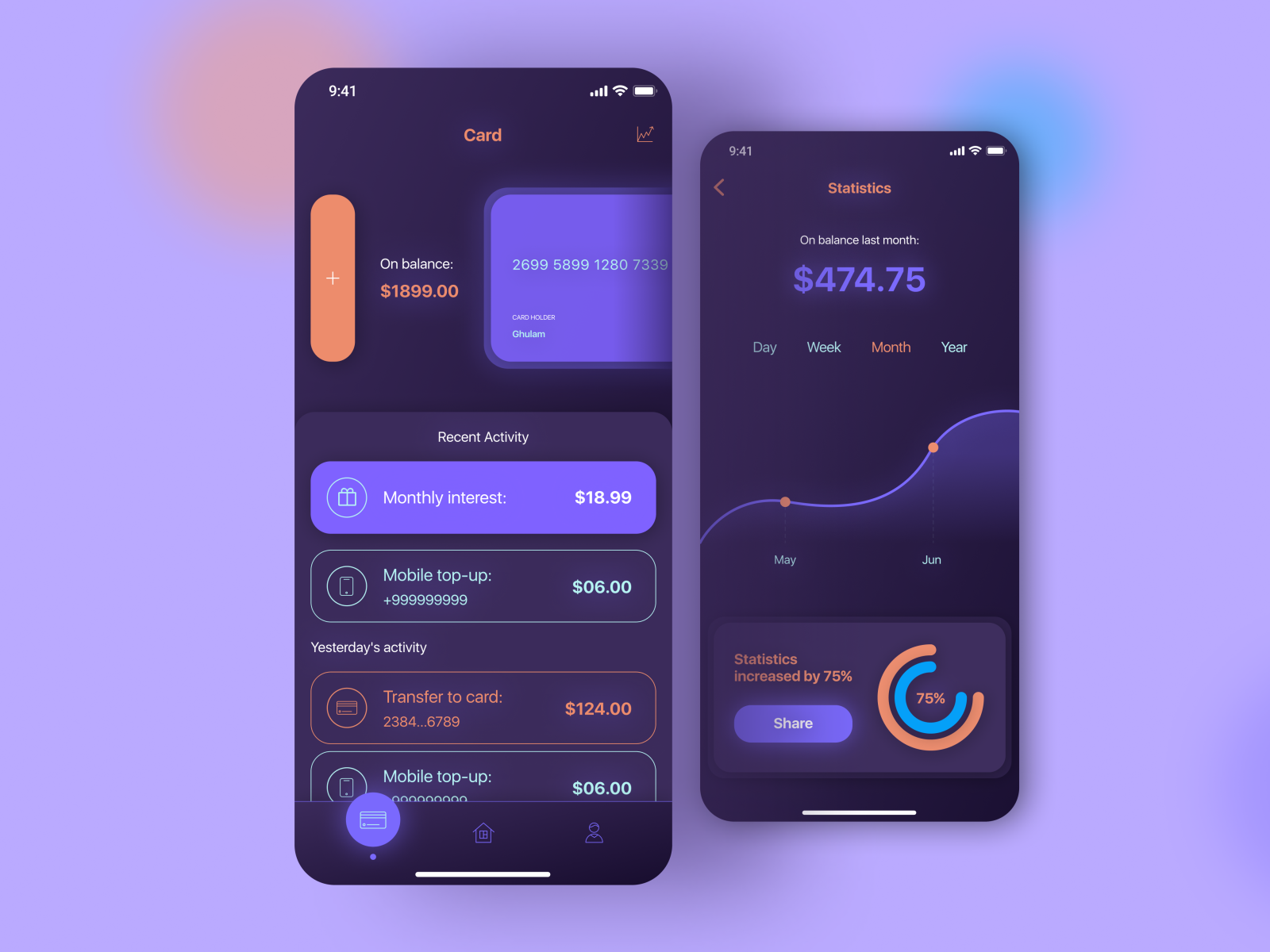 Mobile App. Card by Kashchishen Stanislav on Dribbble