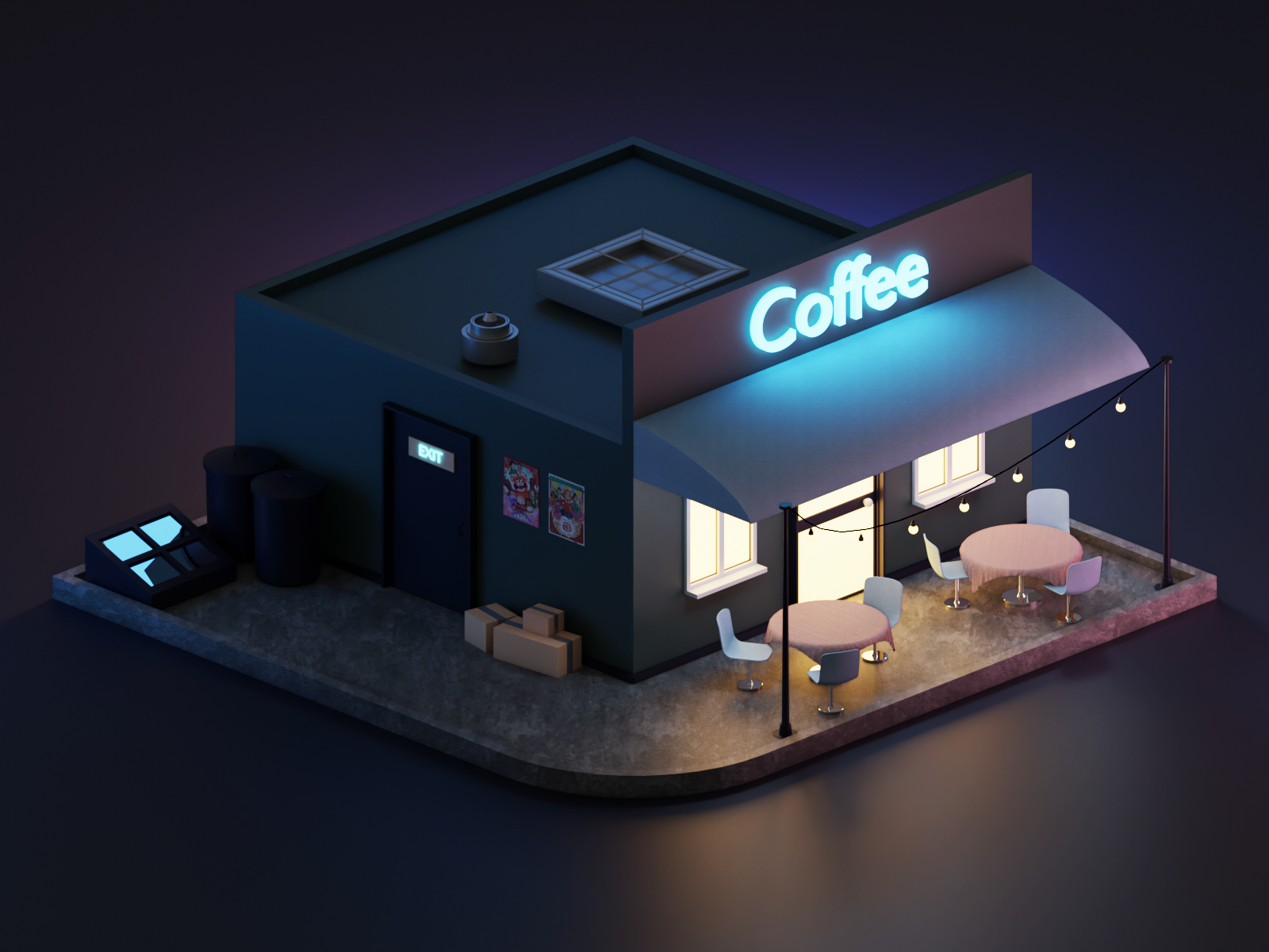 3D Isometric Cafe by Kashchishen Stanislav on Dribbble