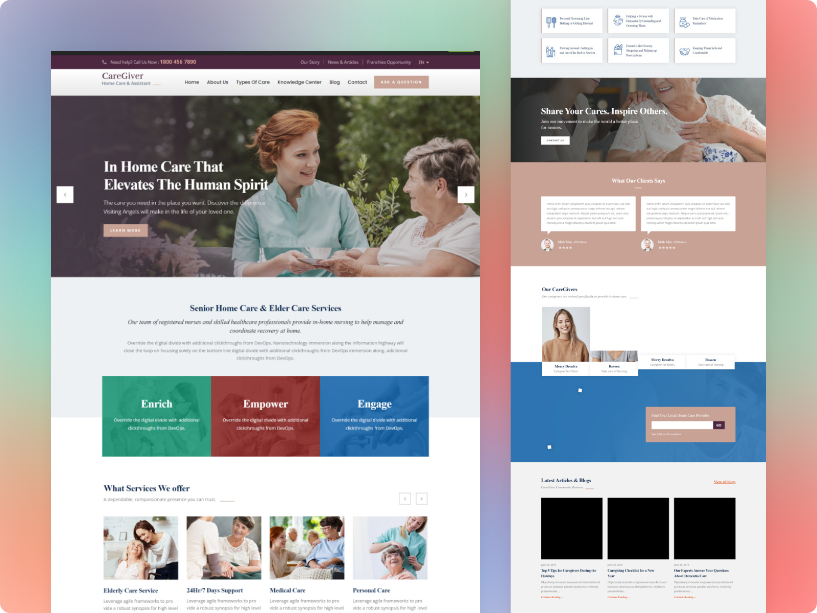 Giver - Senior Care Web Design by Vinod Pal for Template Path: UI/UX ...
