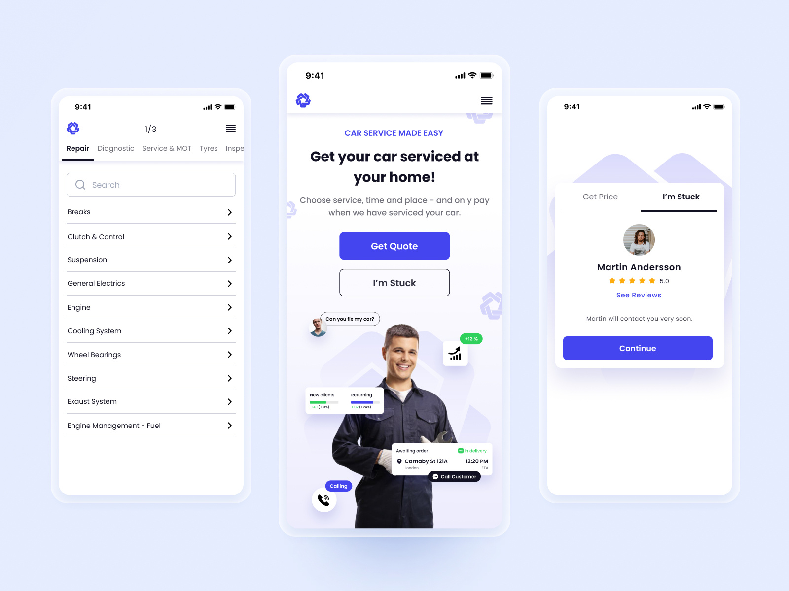 Car Servicing Platform Mobile UI! by Milosh Jakjimovski on Dribbble
