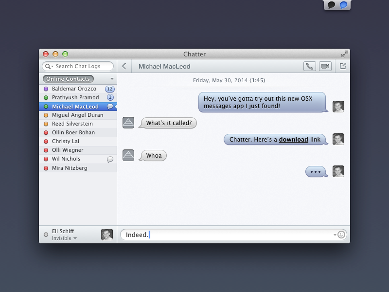 Chatter App by Eli Schiff on Dribbble