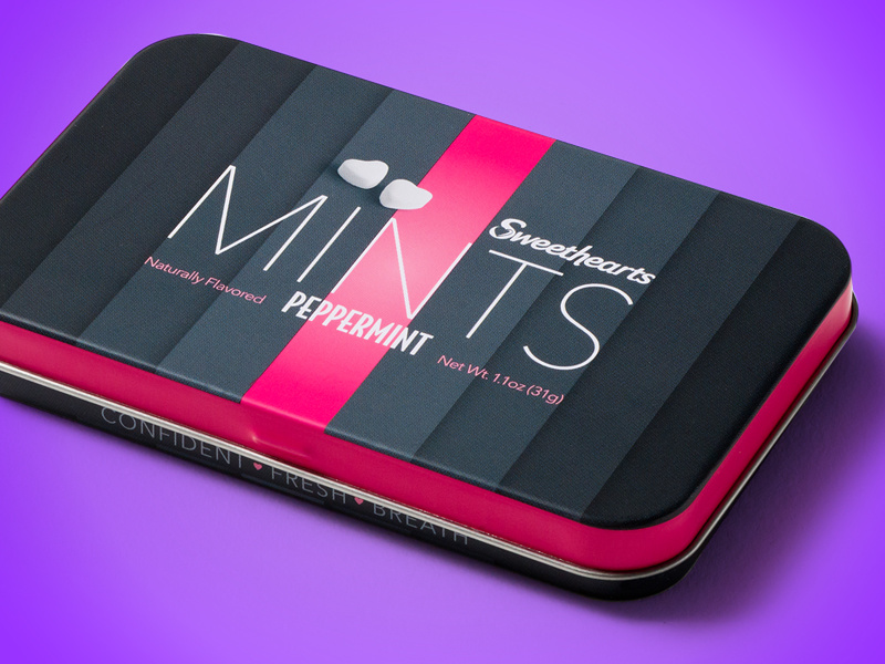 Packaging Design - Sweethearts Mints Tin by Geoff Bloom on Dribbble