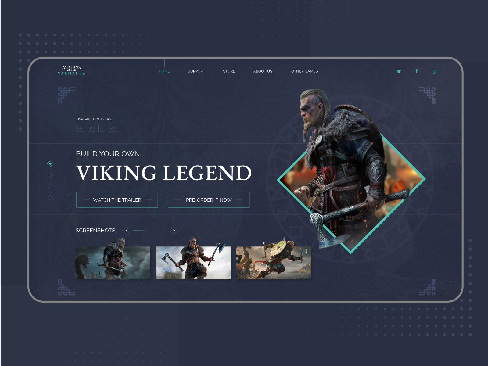 Website Design: AC Valhalla by Josh O Shea on Dribbble