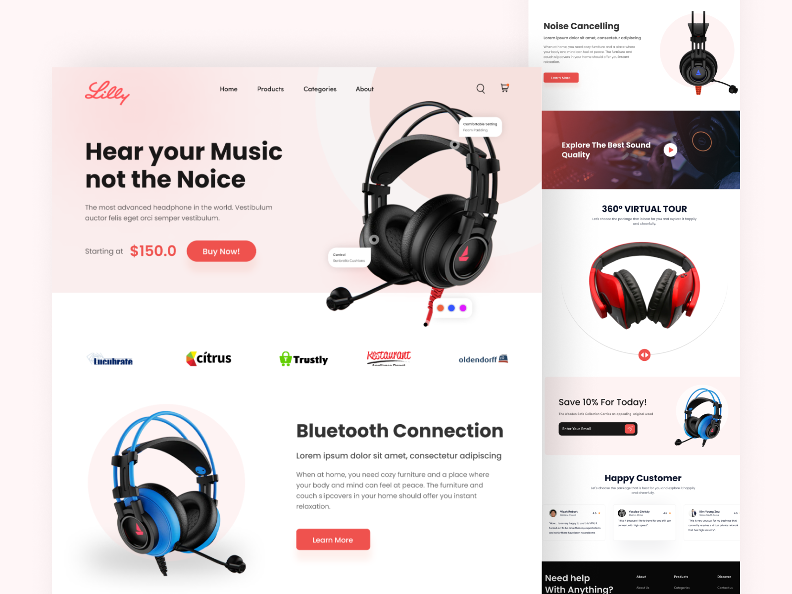 Headphone Website Landing Page UI by Md Rajiur Rahman on Dribbble
