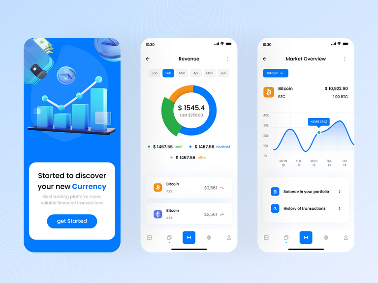 Cryptocurrency App ui design by Sajib Ahmed on Dribbble