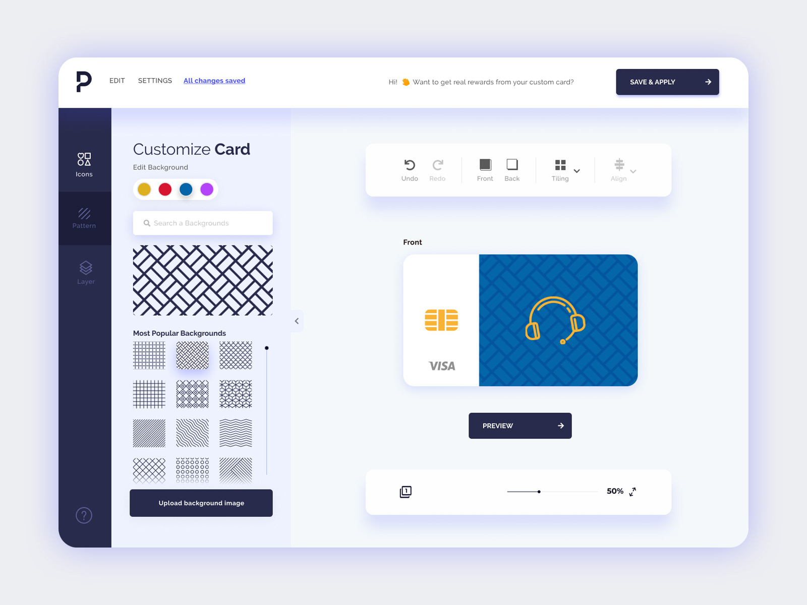 Custom Payment Card Editor UI Design by Candeed Cyan on Dribbble