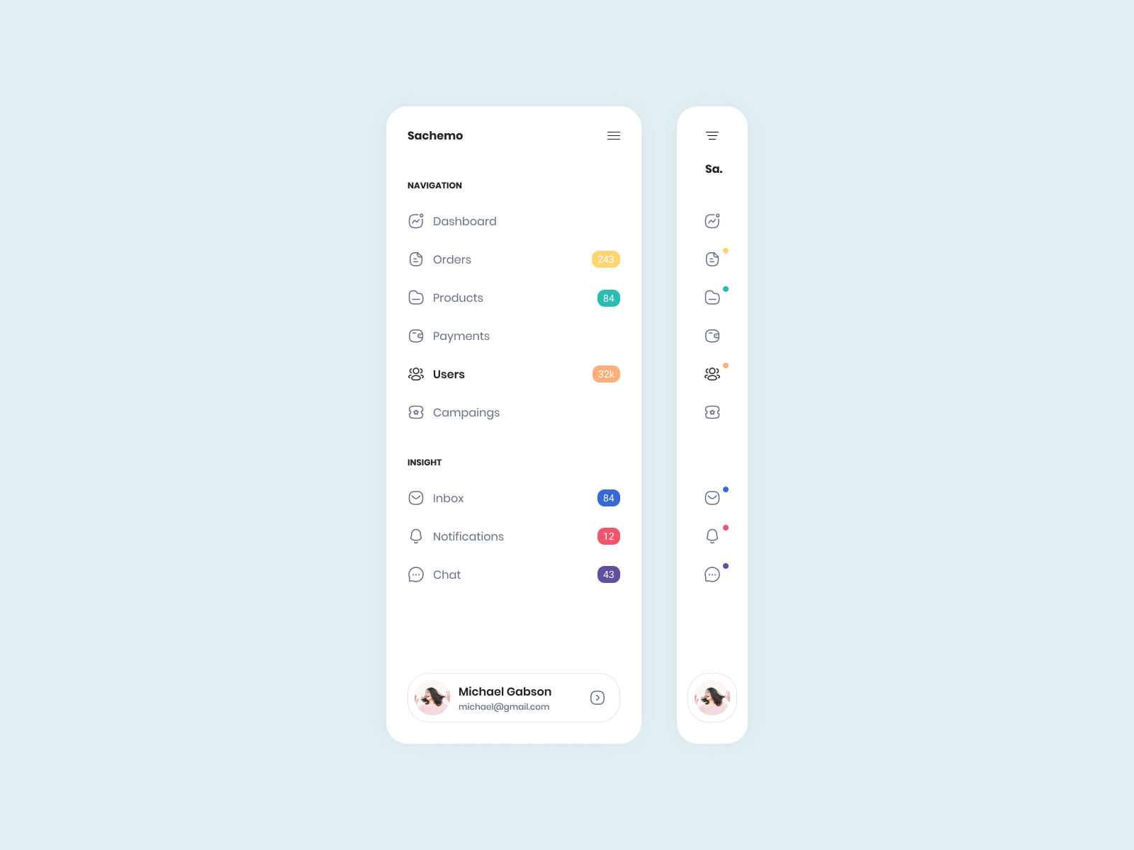 Sidebar Menu UI by Mikheil Gogiberidze for Zezva Agency Design on Dribbble