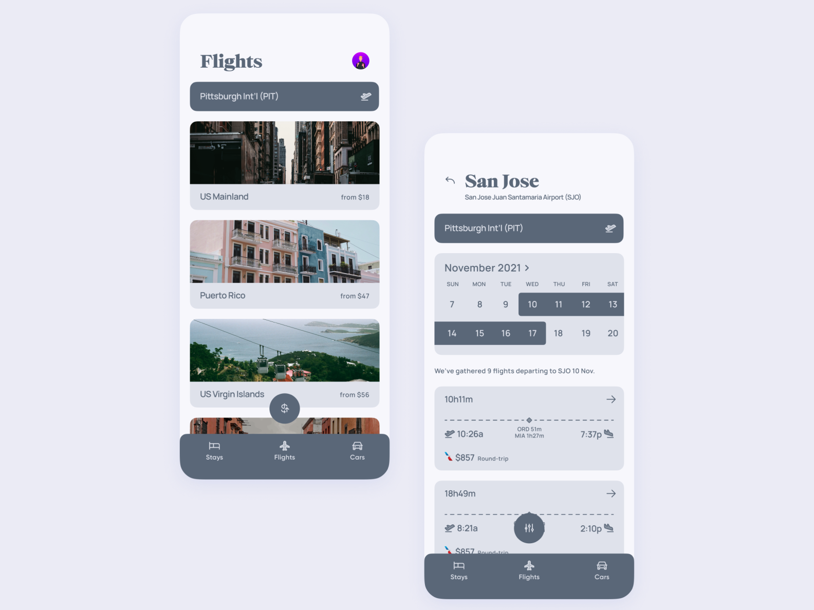 Travel app UI | Explore flights by Nedia Patrik on Dribbble