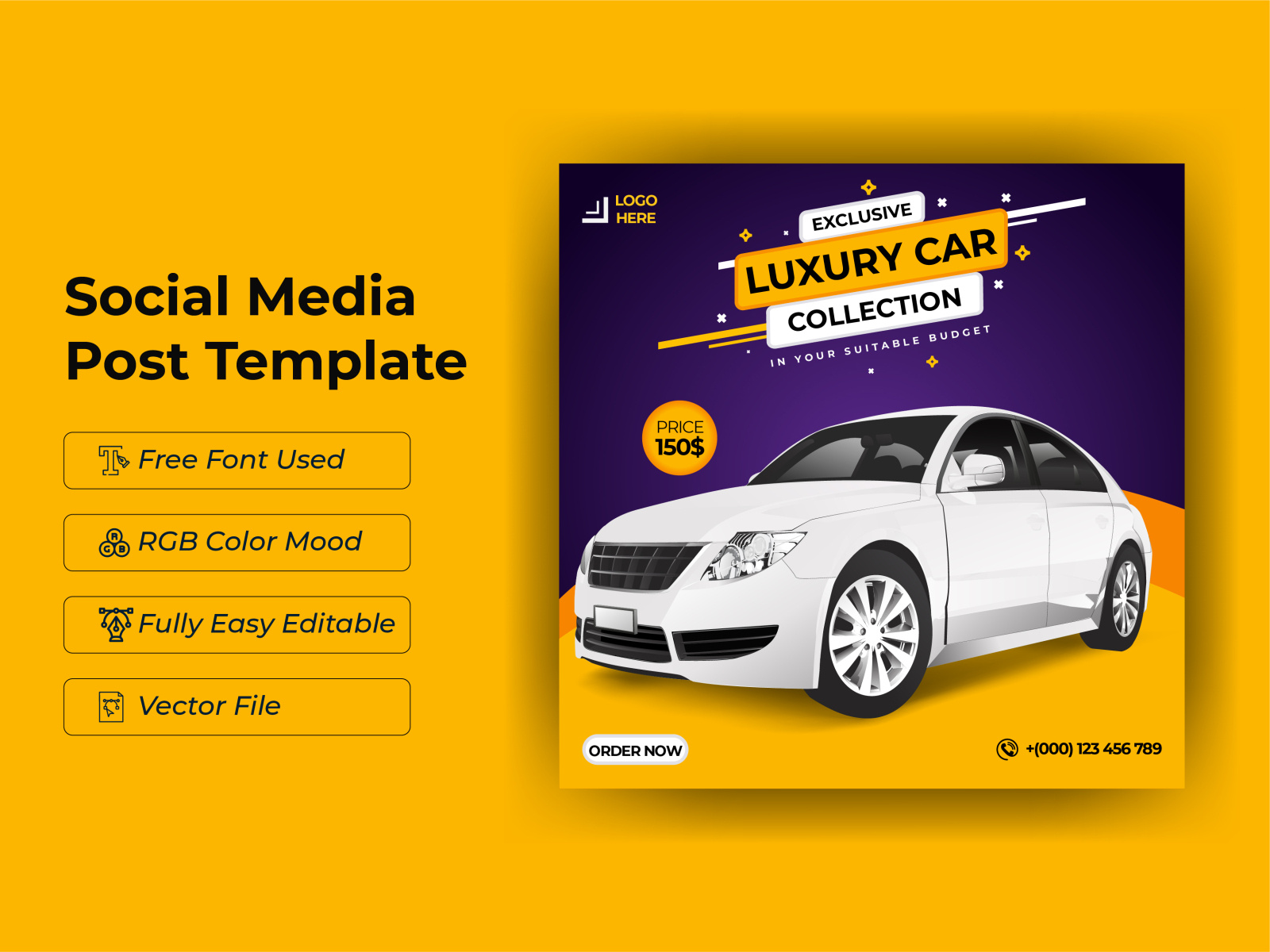 Car social media Instagram post or square web banner advertising by ...