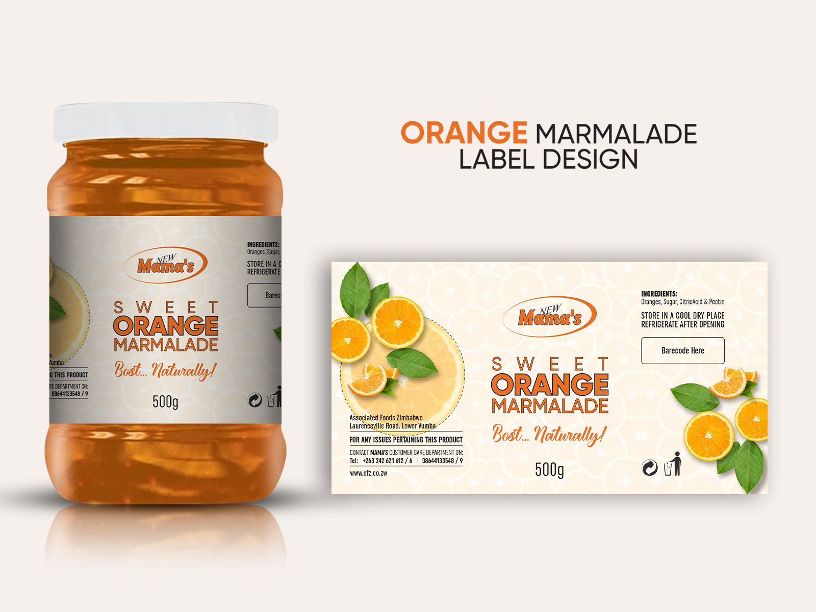 Orange Marmalade Label Design by Shakhawat Hosain on Dribbble