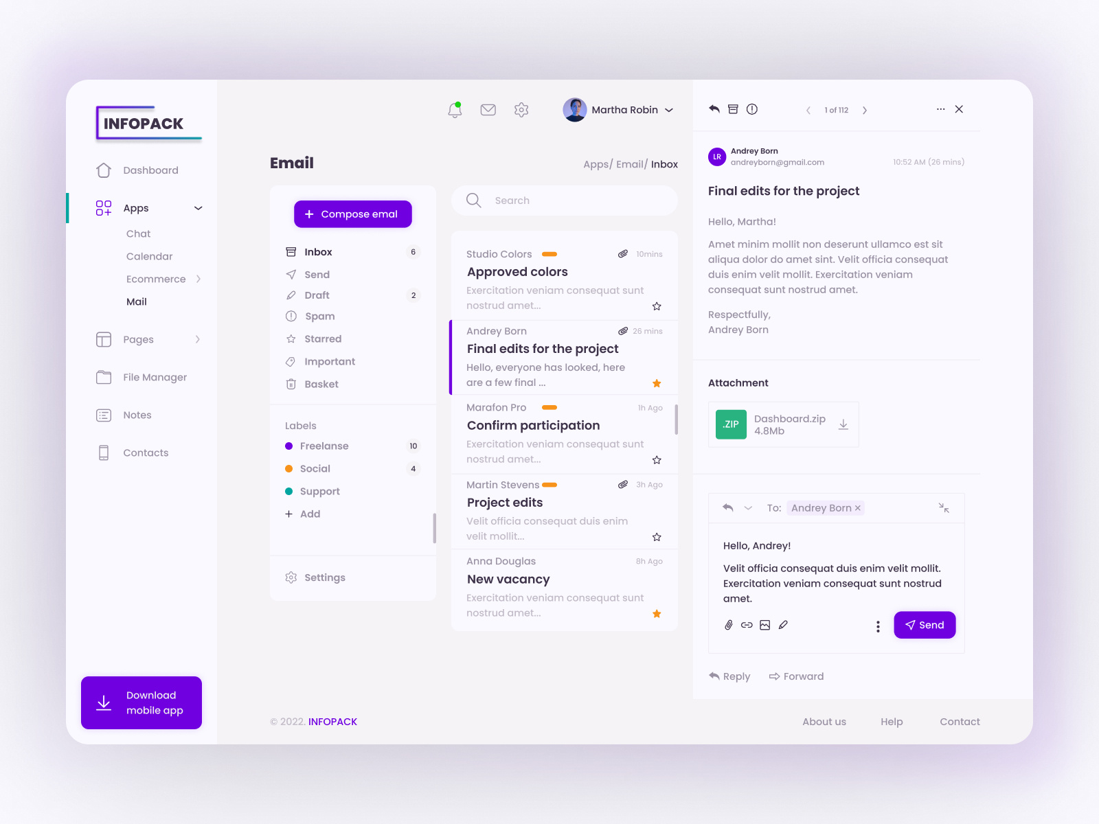 Email- Dashboard by Lyudmila Rubtsova on Dribbble