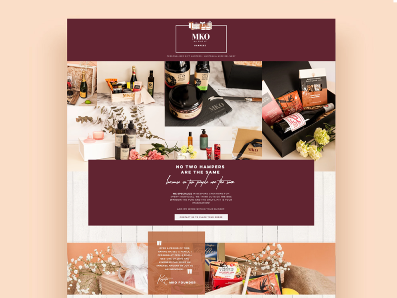Landing Page // Gift Hampers // wix by Kylie Wiffen on Dribbble