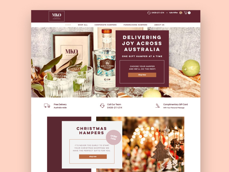 eCommerce // Gift Hamper Company // wix by Kylie Wiffen on Dribbble