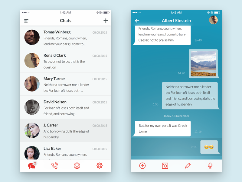 Messaging App UI by Igor Savelev for White Label on Dribbble