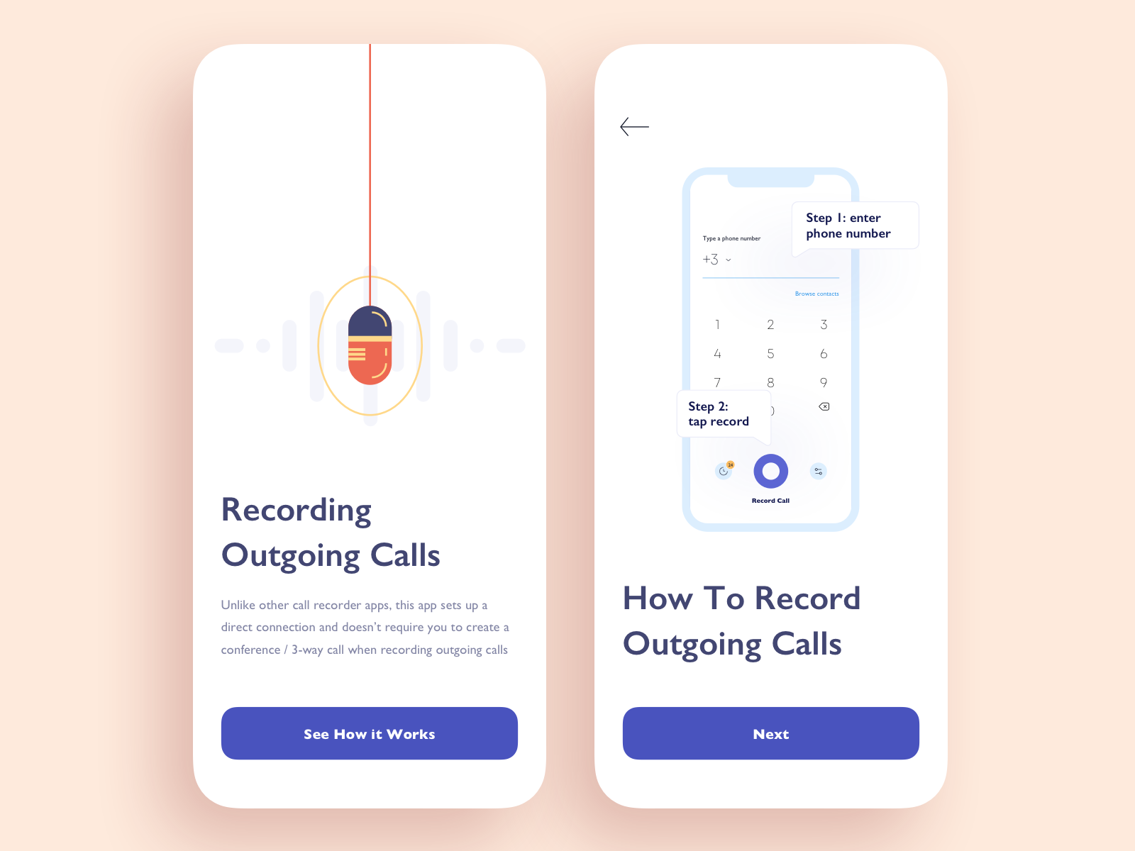 Tutorial Screens / Call Recording App for iOS / Onboarding by Igor ...
