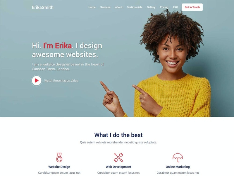 Erika - Portfolio, CV And Resume HTML Template by Bogdan Preda on Dribbble