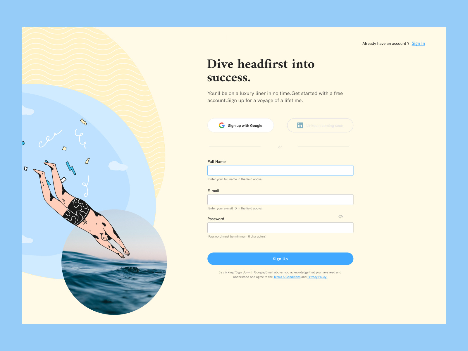 Sign Up Page by Dhiksha Venkatesan on Dribbble
