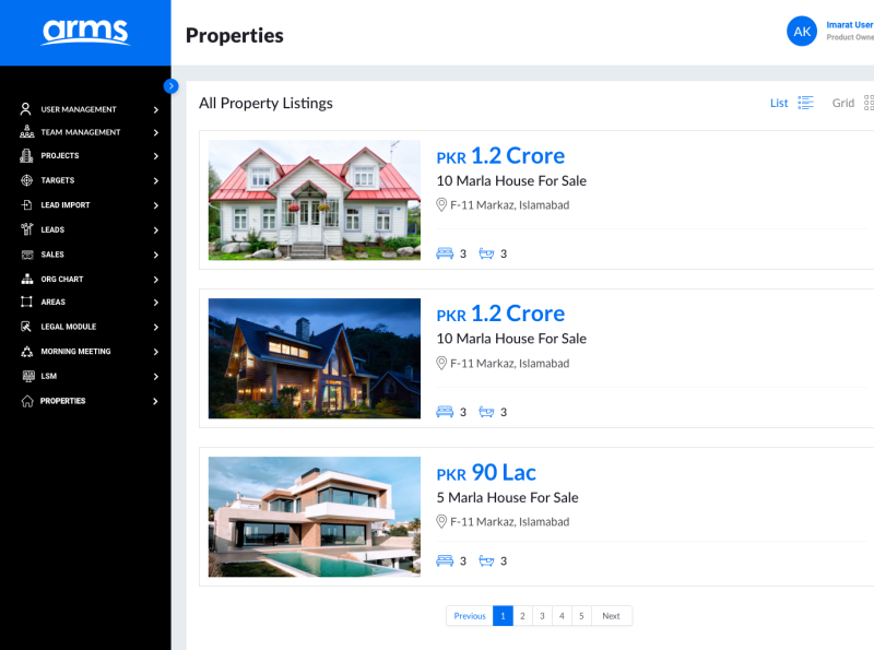 Properties List View Web by Adnan Kifayat on Dribbble