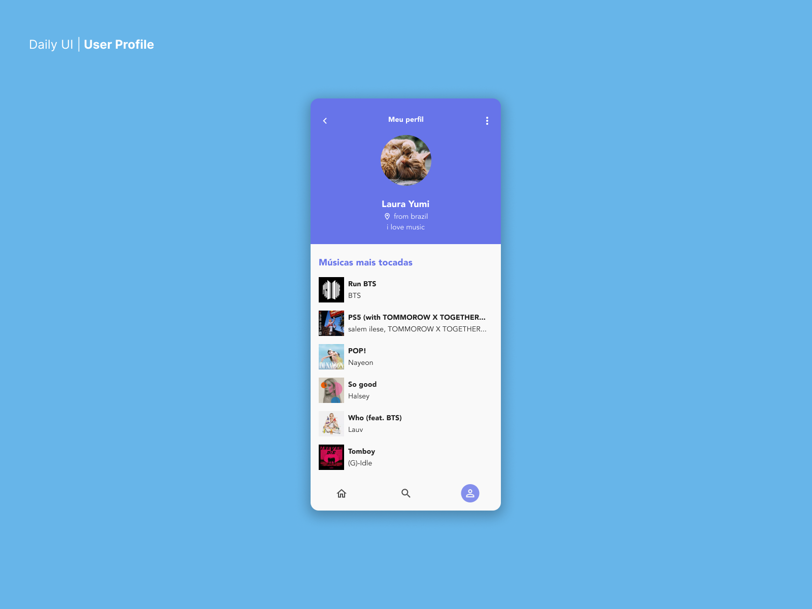 Daily UI | User Profile by Bruna Tavares on Dribbble