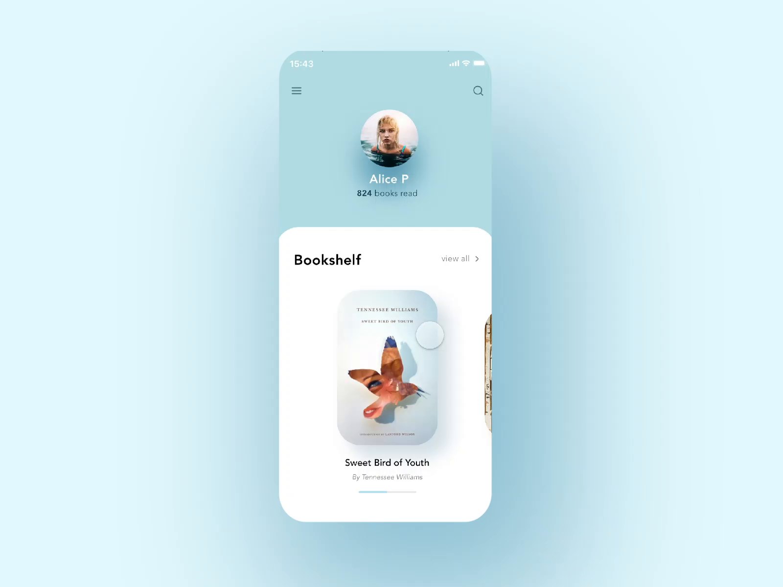 Daily Design 006 Book App Profile Page by Olivia Fiorina Ricci on Dribbble