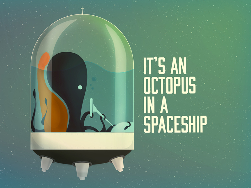 Octopus in a Spaceship by philip glenn on Dribbble