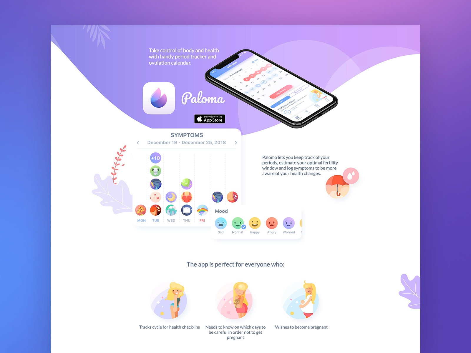 Landing page for Paloma App by Aleksandra Makarova on Dribbble