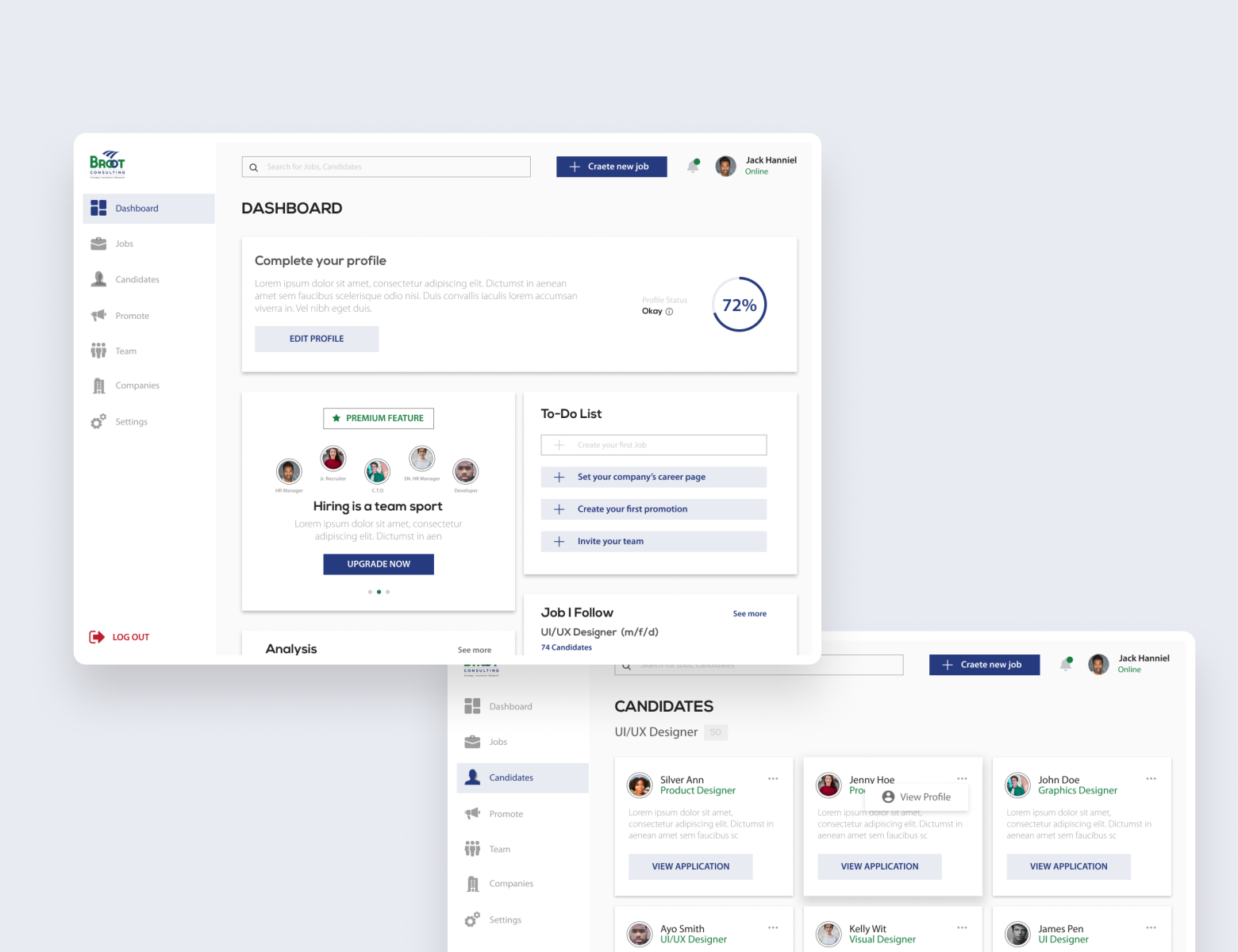 Recruiter Admin Dashboard by Eluro Austine on Dribbble