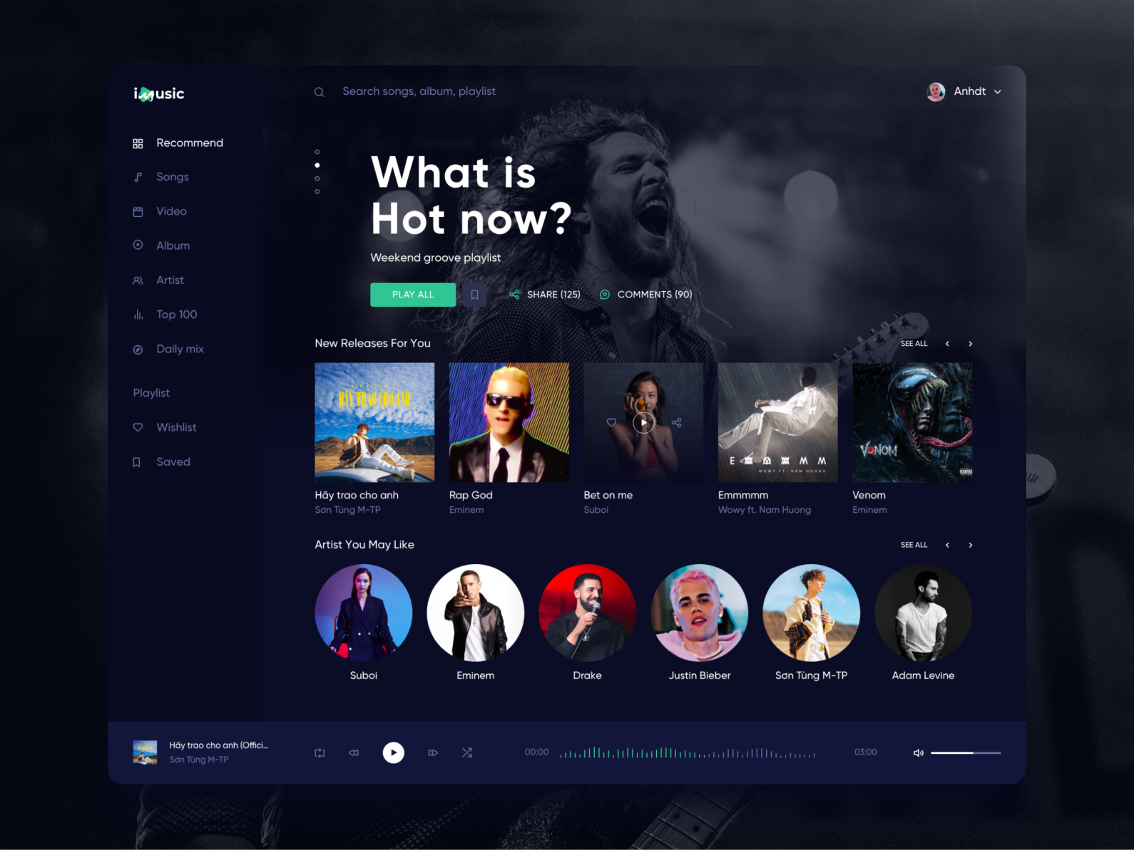 IMusic Redesign Website | Music Player by Tien Anh Dang on Dribbble