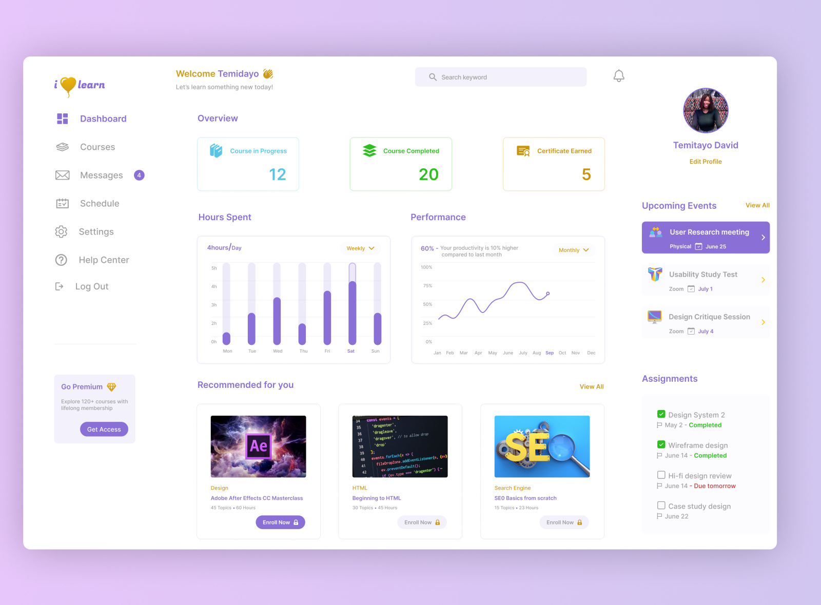 E-learning Dashboard Design by Omotola Lawal on Dribbble