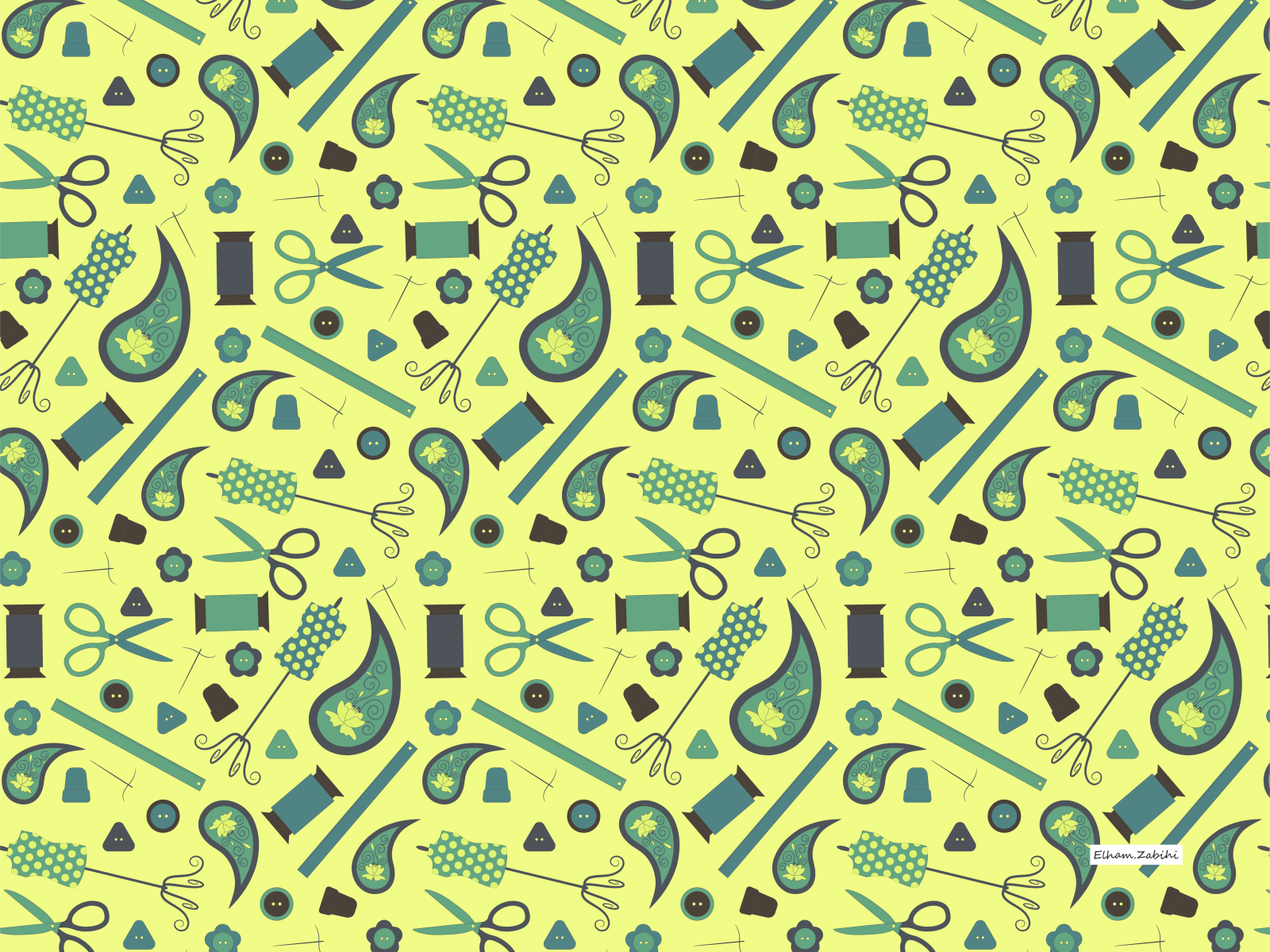 Pattern design with sewing theme by Elham Zabihi on Dribbble