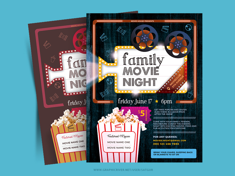 Family Movie Night Flyer Template