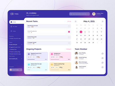 Project Management Dashboard - desktop view by Fireart Studio on Dribbble