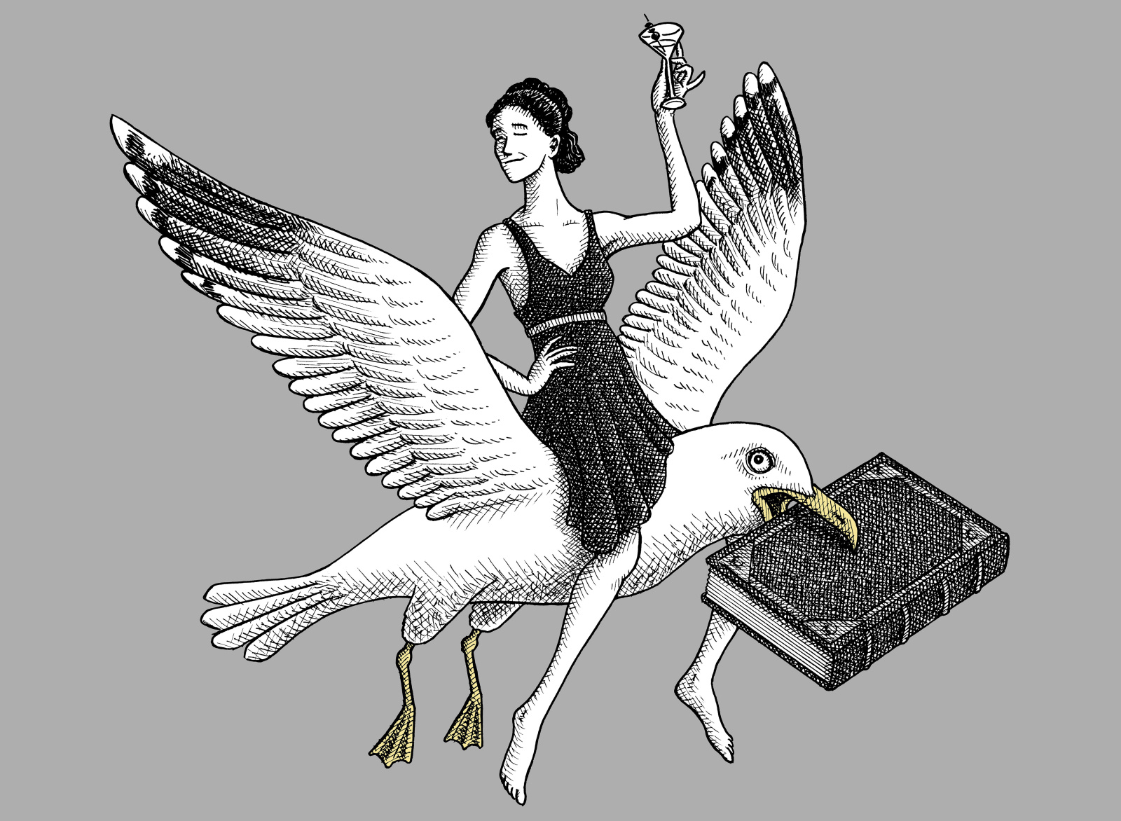 Riding a Seagull by Landis Blair on Dribbble