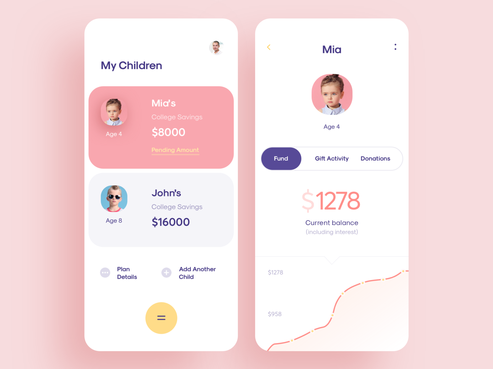 College Savings App by Cuberto on Dribbble