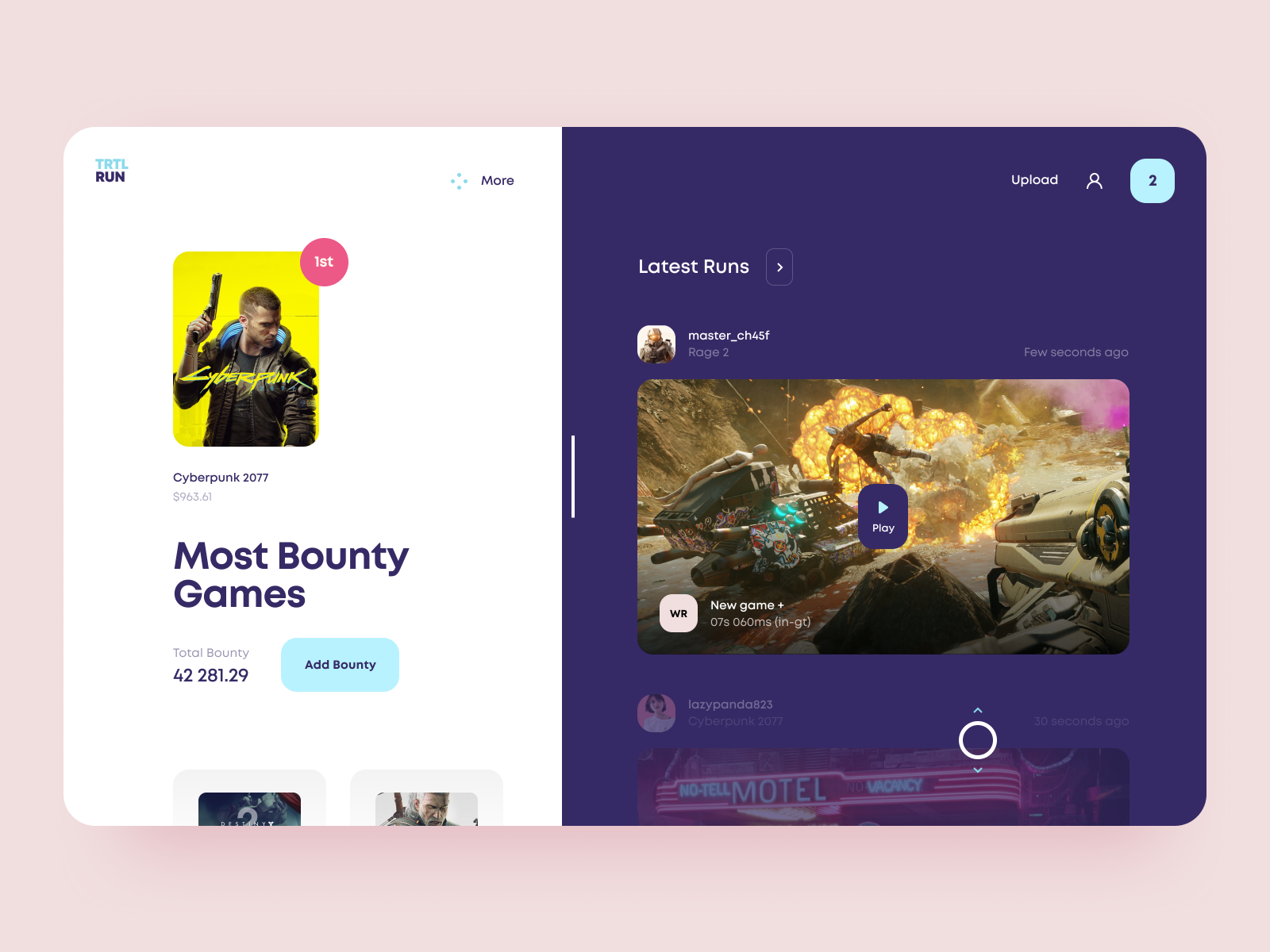 Speedrunning Web Platform for Gamers by Cuberto on Dribbble