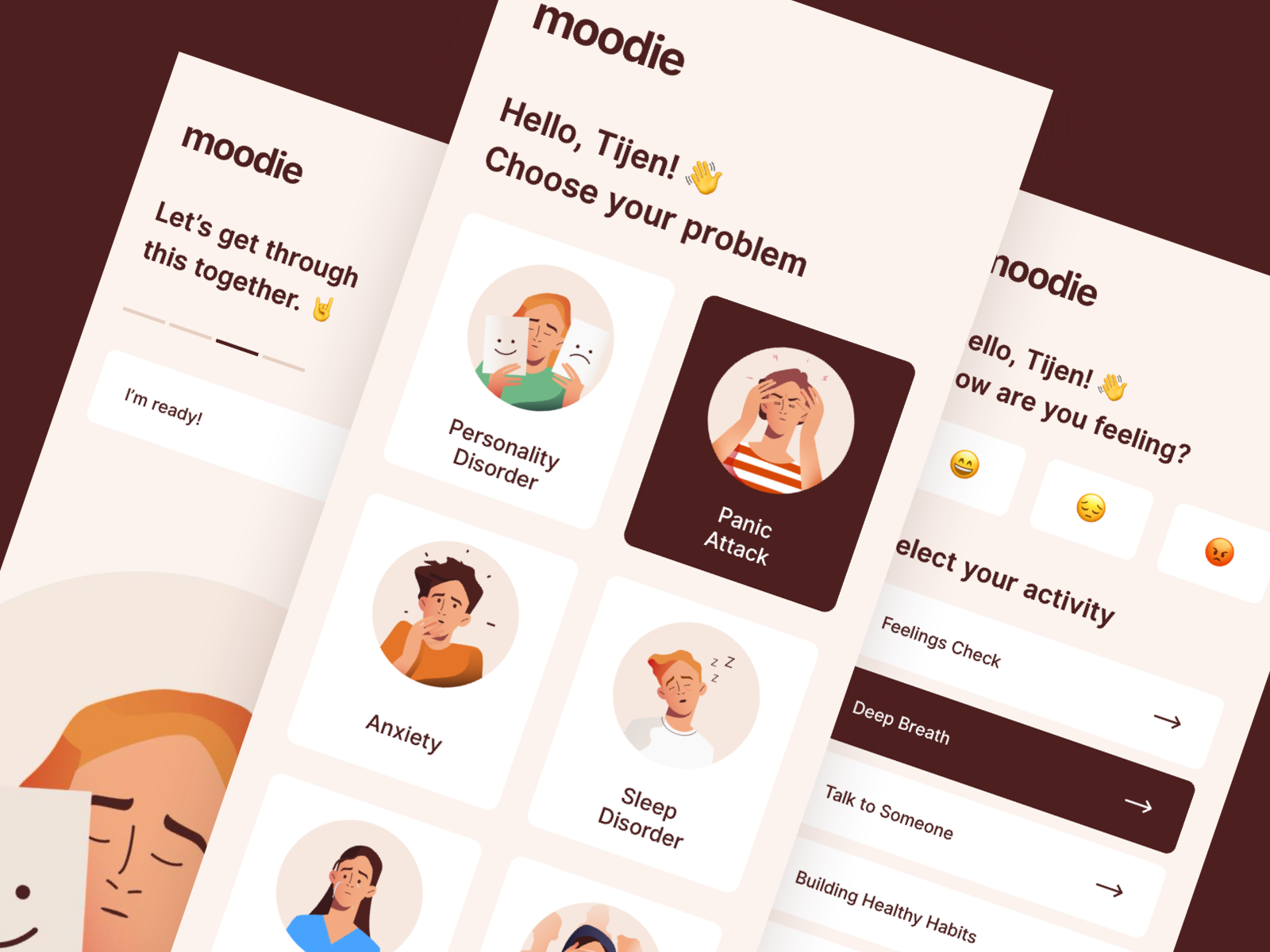Moodie - Mobile app onboarding by Tijen Sakin on Dribbble