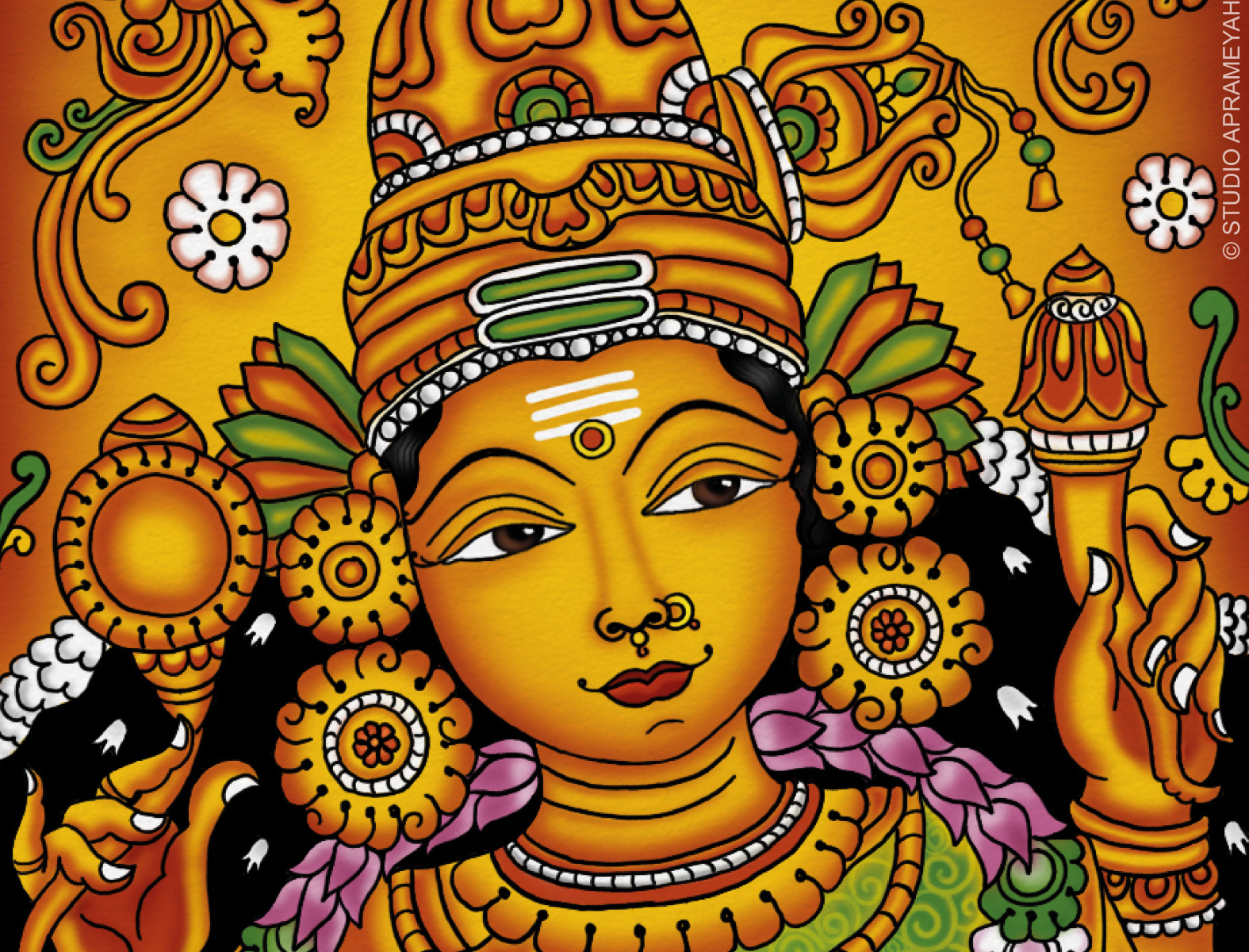 Goddess Abirami in Kerala mural | Indian folk art by Studio Aprameyah ...